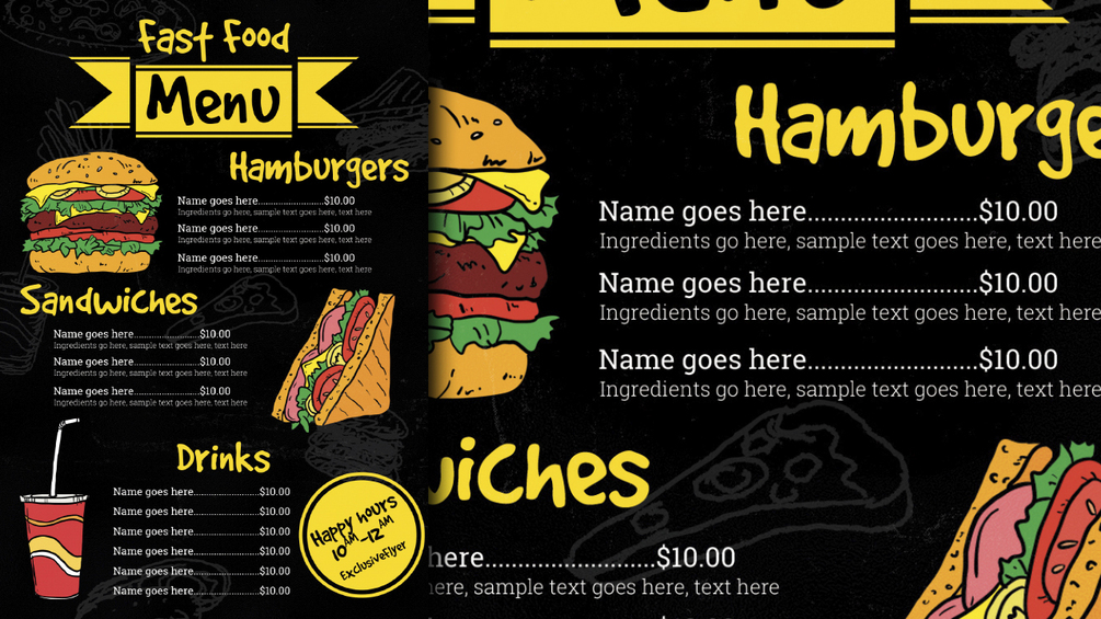 Fast Food Menu Template: Design Your Restaurant's Menu with Ease! - for ...
