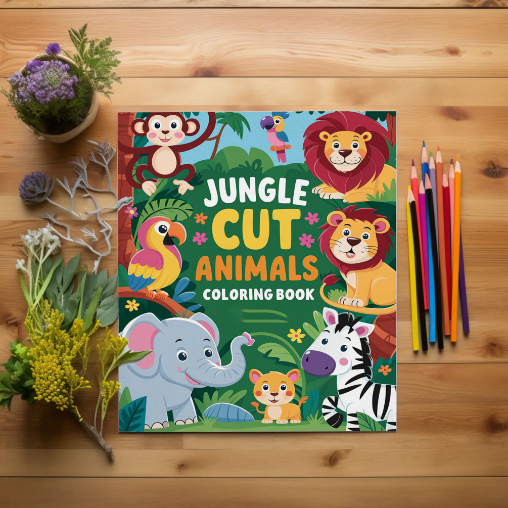 JUNGLE CUTE ANIMALS Coloring Book