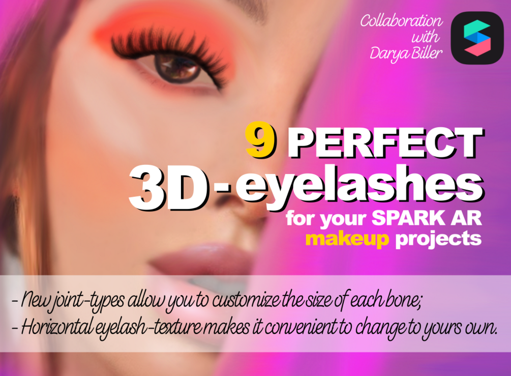 Curved 3D-LASHES (EYELASHES) (9 types) (Spark AR) / 3D-ресницы (9 видов)