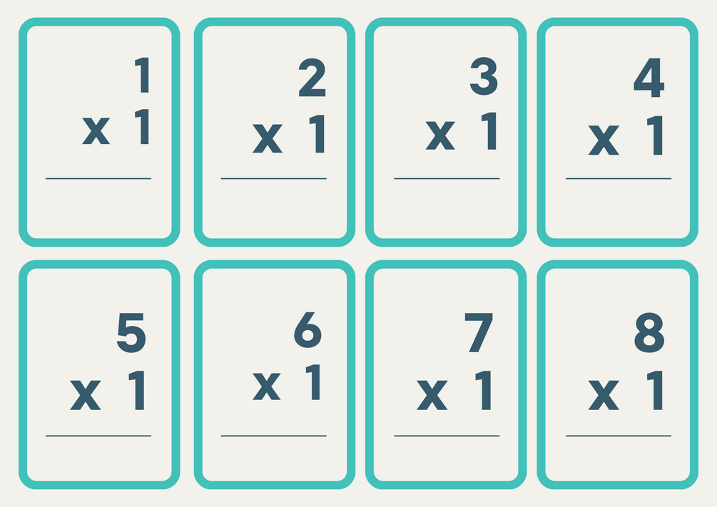 Math Multiplication Flashcards (1-10)
