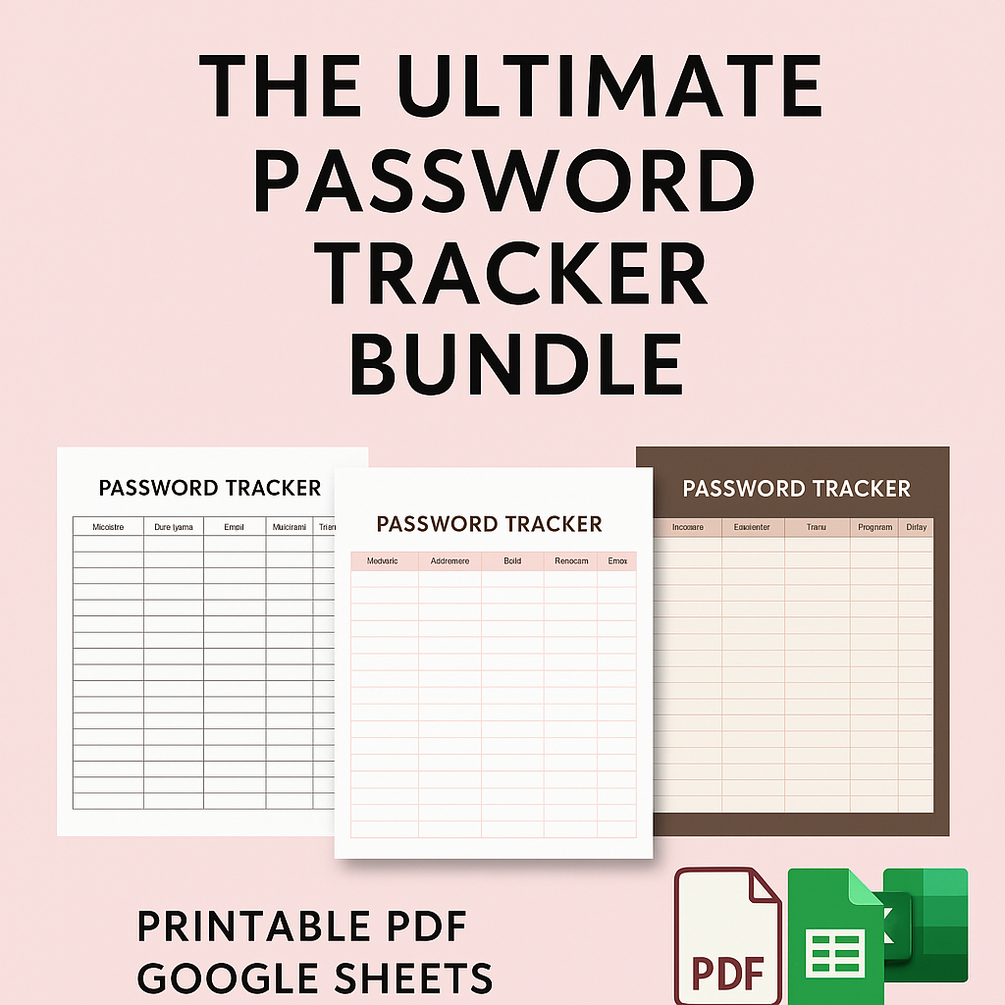 Password Tracker Bundle – Printable & Editable