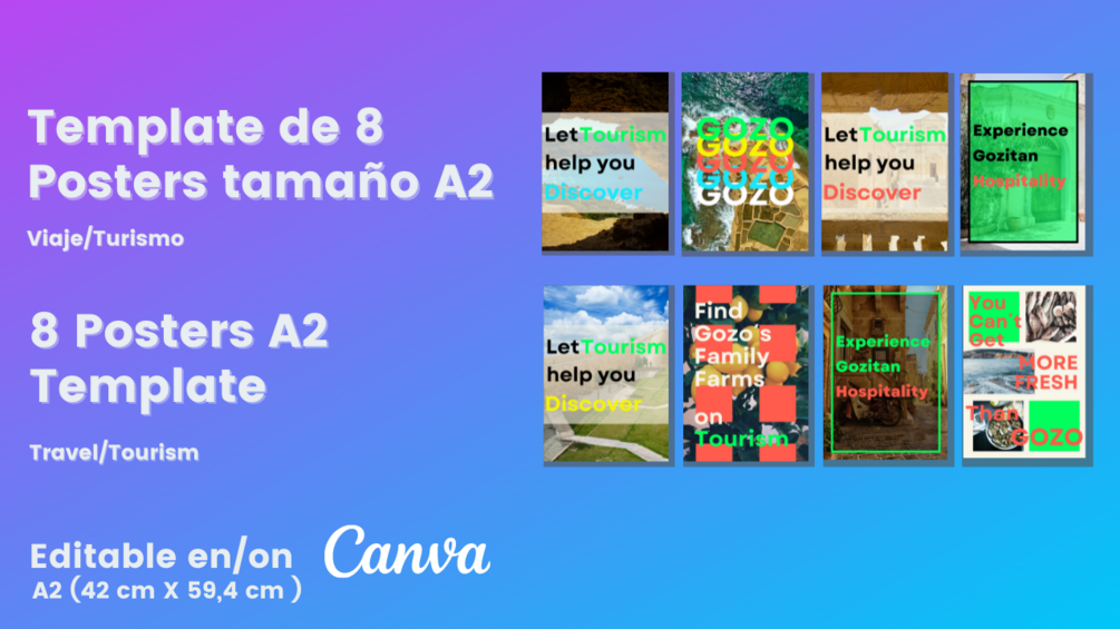 Template de 8 Posters A2 Editable en Canva