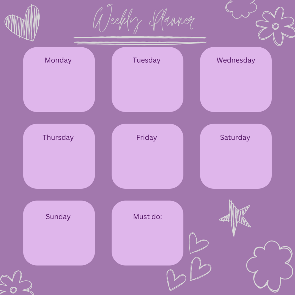💜 Purple Weekly Planner – With Must-Do Section