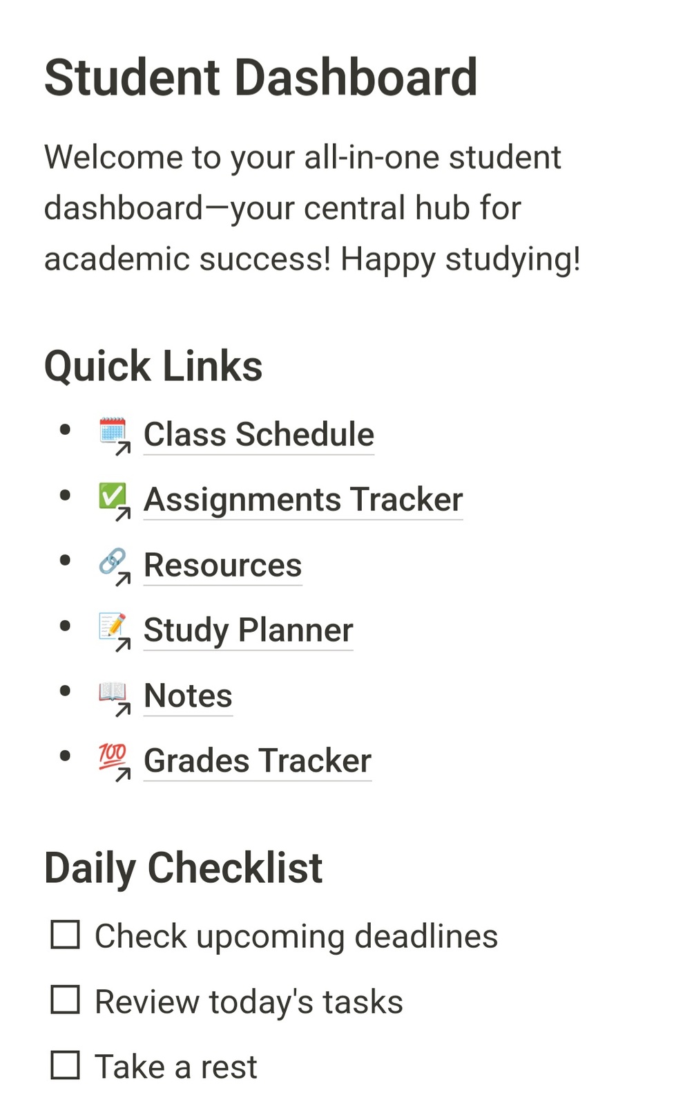 Student Success Hub - Notion Dashboard for Students