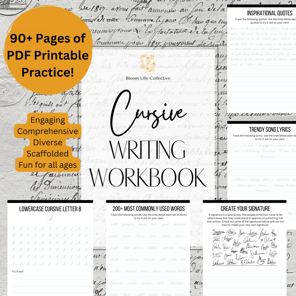 90+ Page Comprehensive Cursive Writing Workbook Printable | Fun Cursive ...