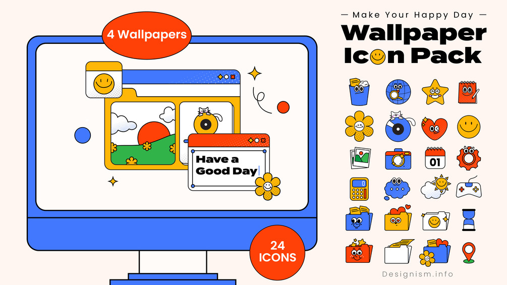Desktop Icons & Wallpaper Pack - Make Your Happy Day
