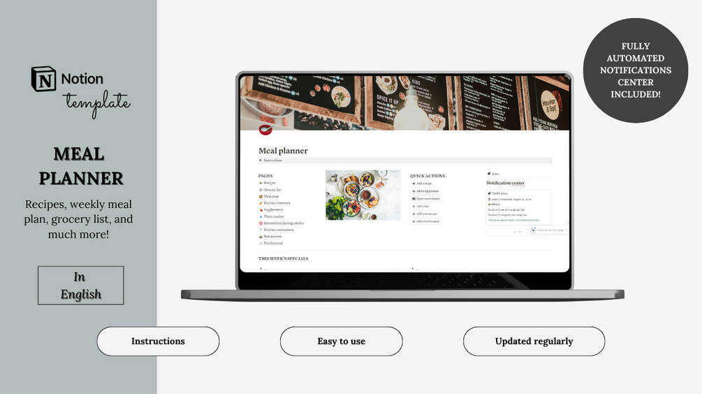Notion template Meal Planner