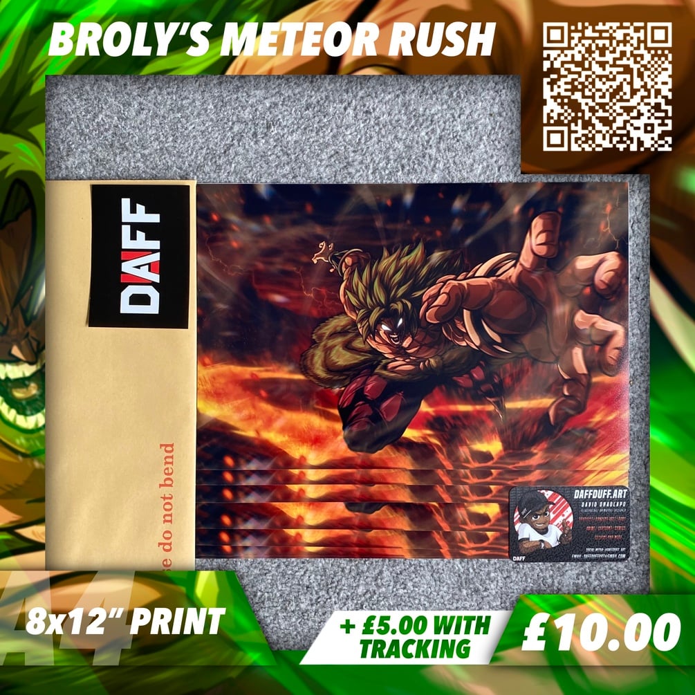 Broly's Meteor Rush A4 Prints