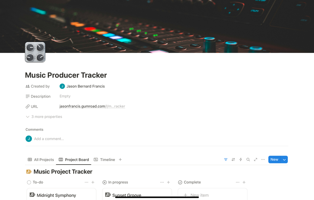 Music Production Planner – Notion Template for Producers