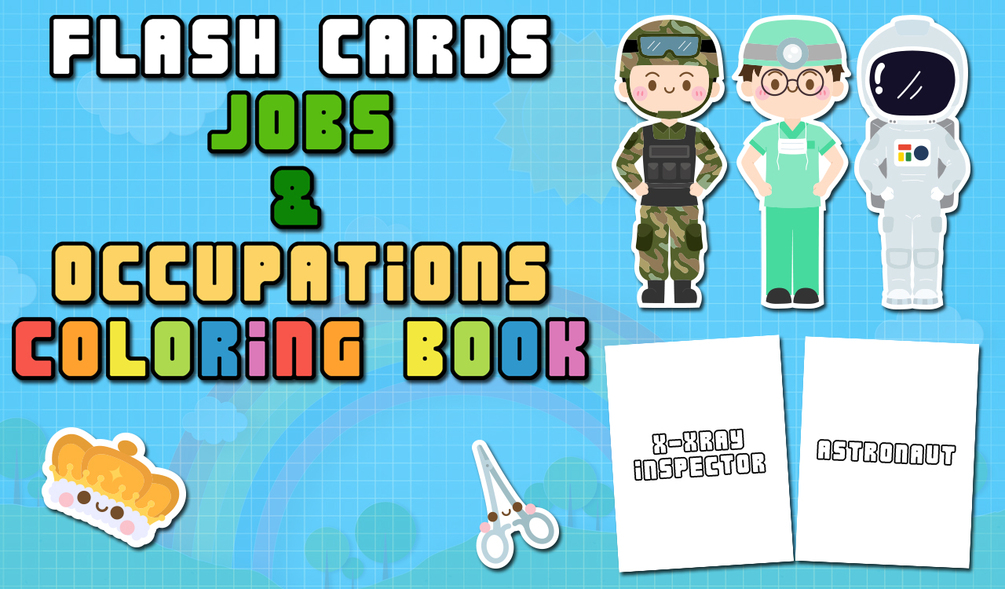 Flash Cards Jobs & Occupations Coloring Book
