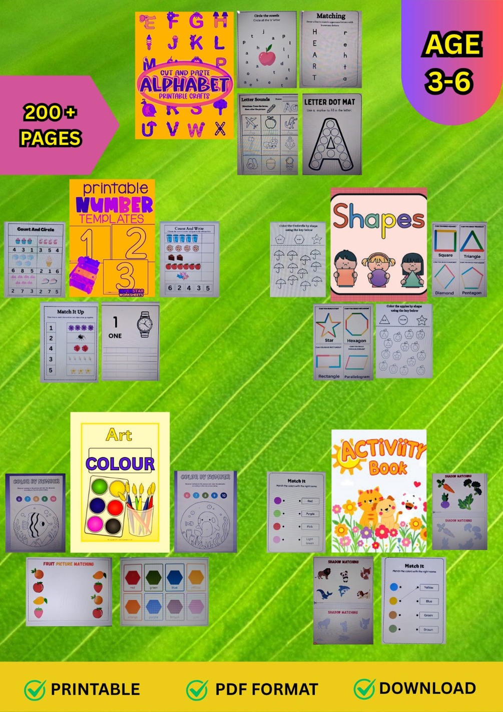 PRINTABLE Templates Book for Kids 3-6 Years