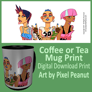 Pixel Peanut PUNK SD Coffee or Tea Mug Digital Print