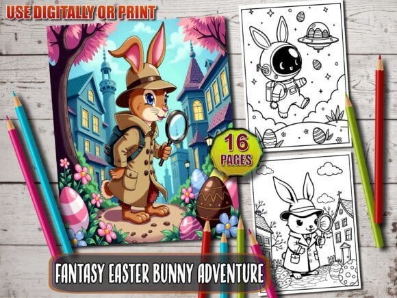 Coloring Book : Easter Bunny Adventures