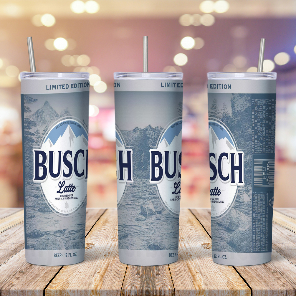 Busch Latte Beer print 20oz skinny strait tumbler template print PNG ...