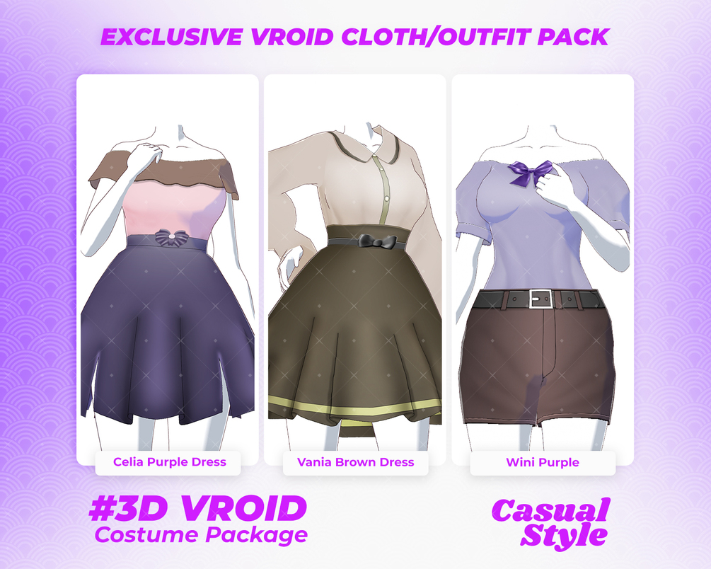 VRoid Clothing Pack | VRoid Girl Outfit Collection | Casual Clothing ...