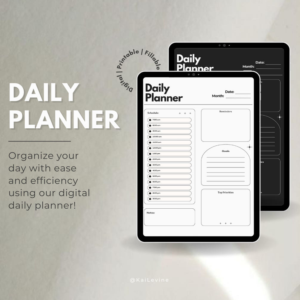 Minimalist Daily Planner | Productivity Planner | Printable and Fillable