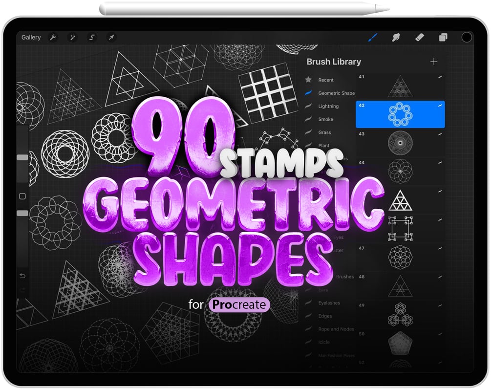 90 Procreate Geometric Shapes Stamp Brushes Collection