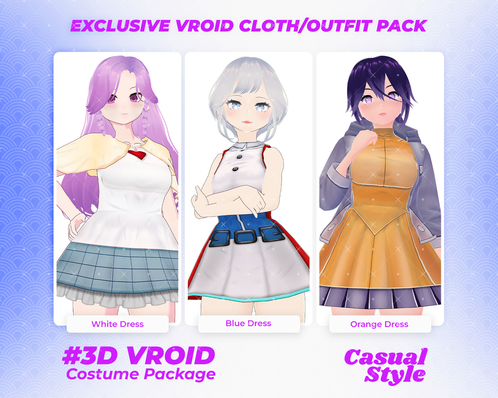 VRoid Clothing Pack, Street Style, VRoid Assets, Streamer Chic, Costume - Sleek Casual Wear for ...
