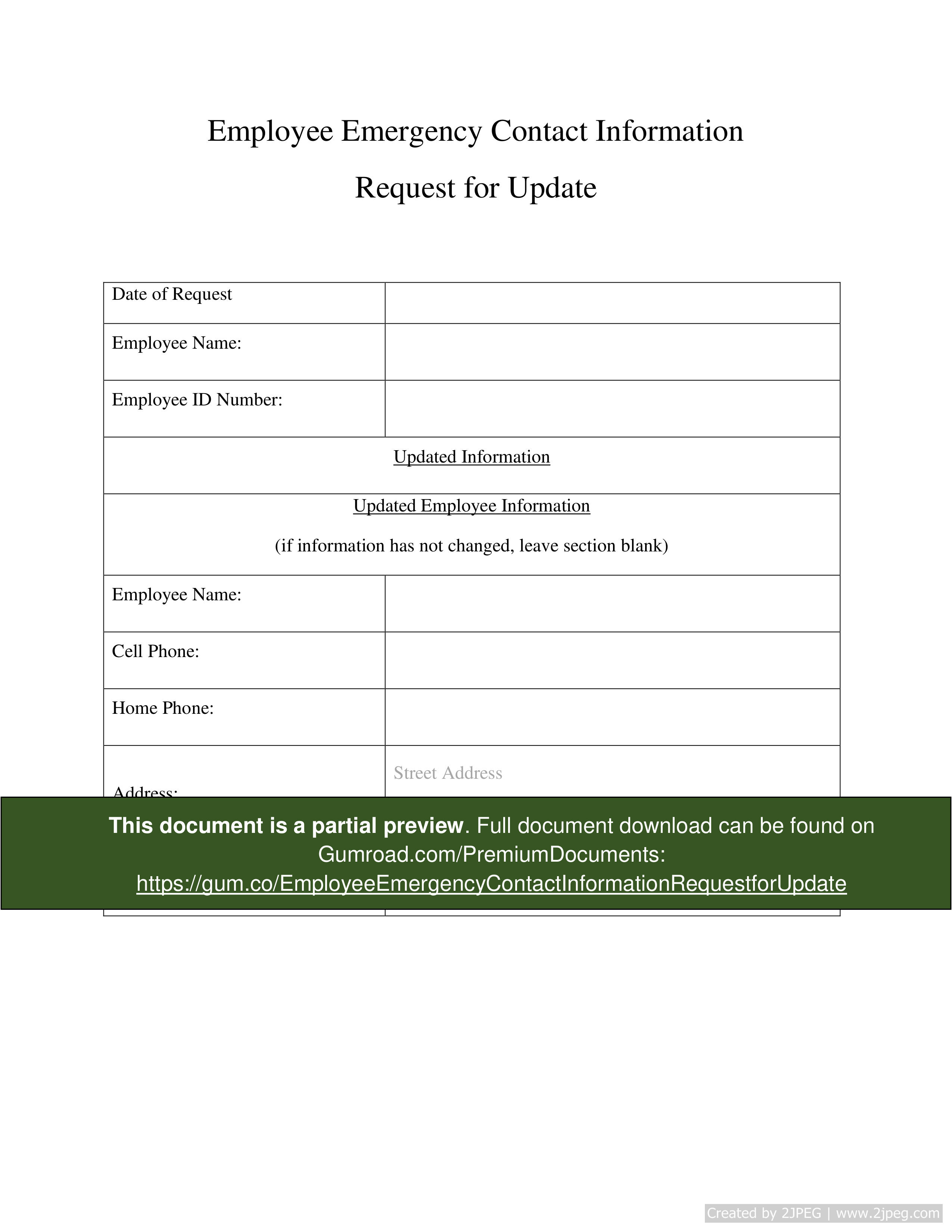 Employee Emergency Contact Sheet Template