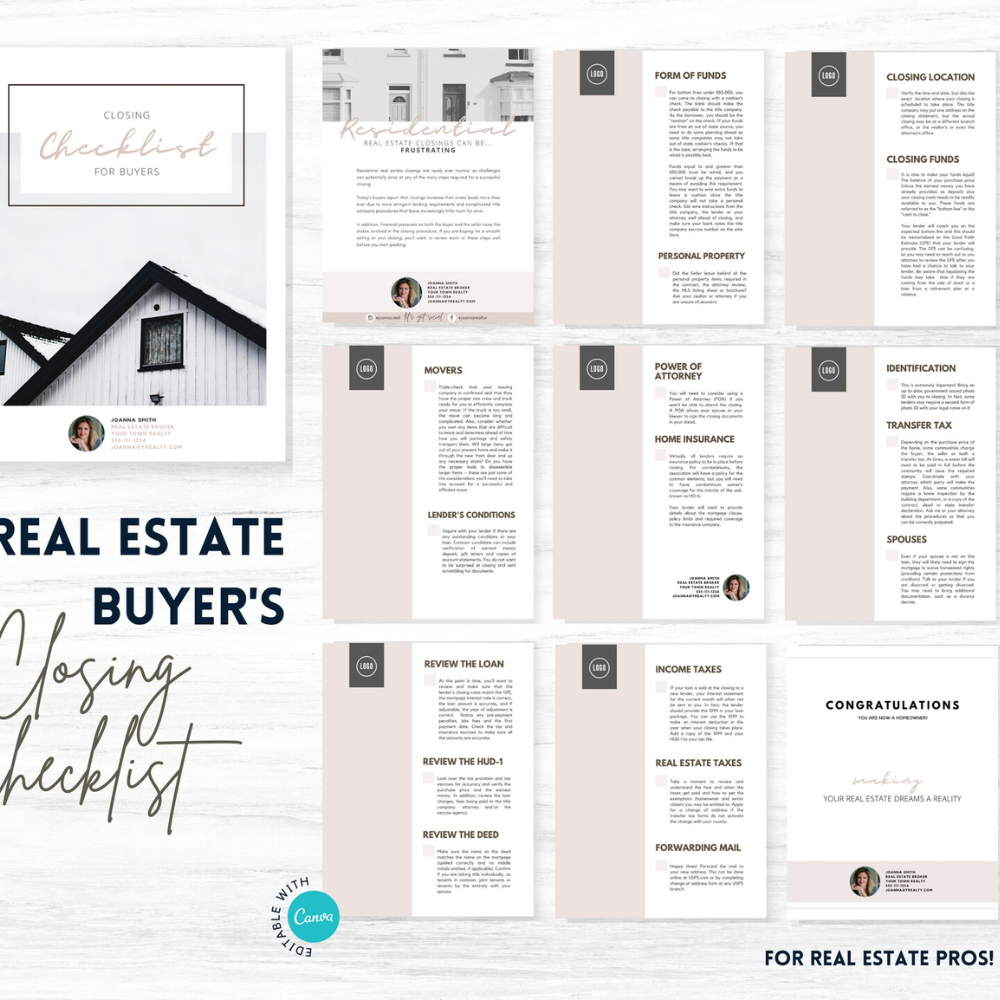 Real Estate Closing Checklist for Buyers - DETAILED | Realtor Marketing ...
