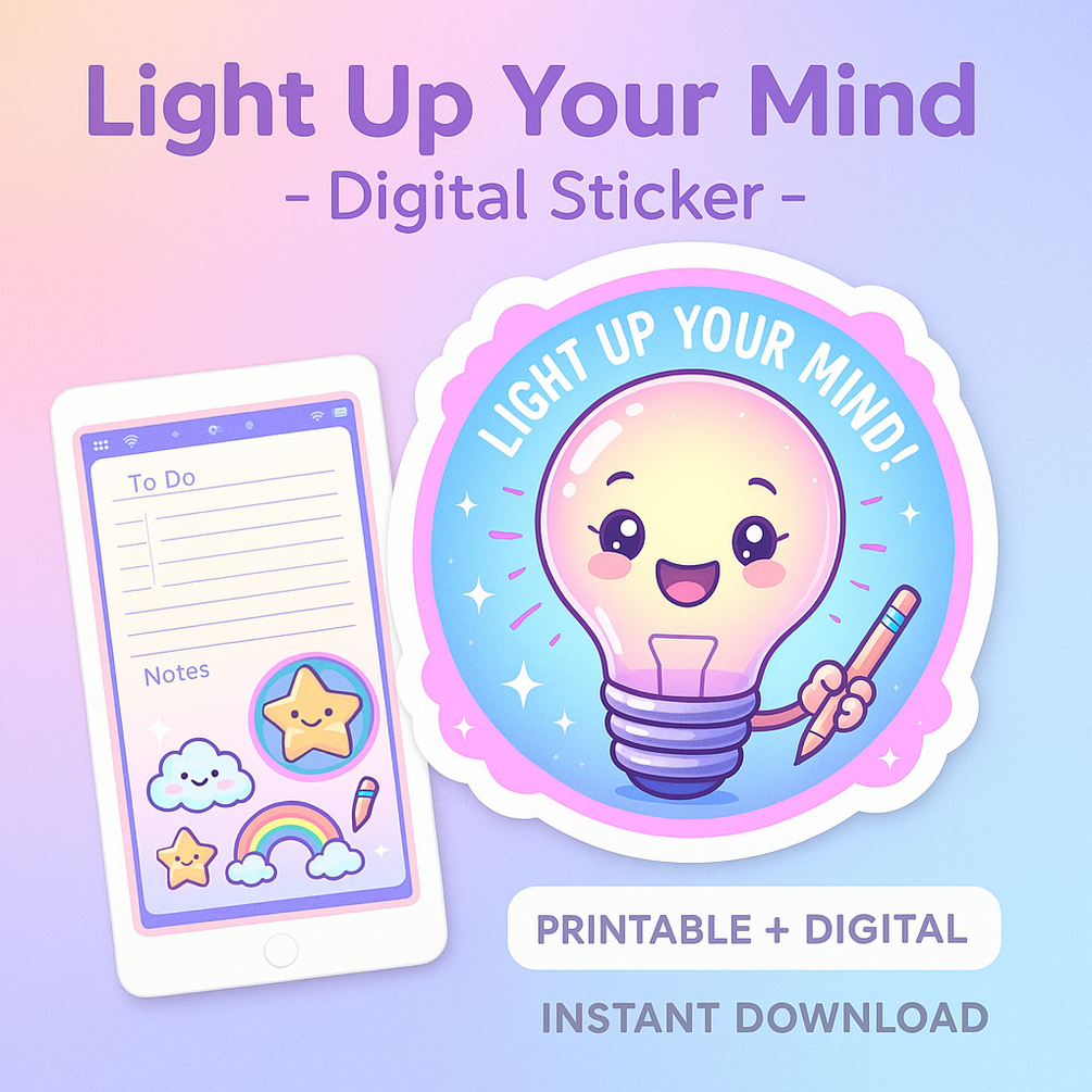 🌈 Light Up Your Mind! – Cute Motivational Light Bulb Sticker 🌟