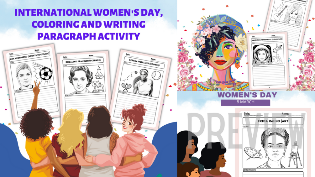 International Women's Day, Women's History Month, Coloring and Writing ...