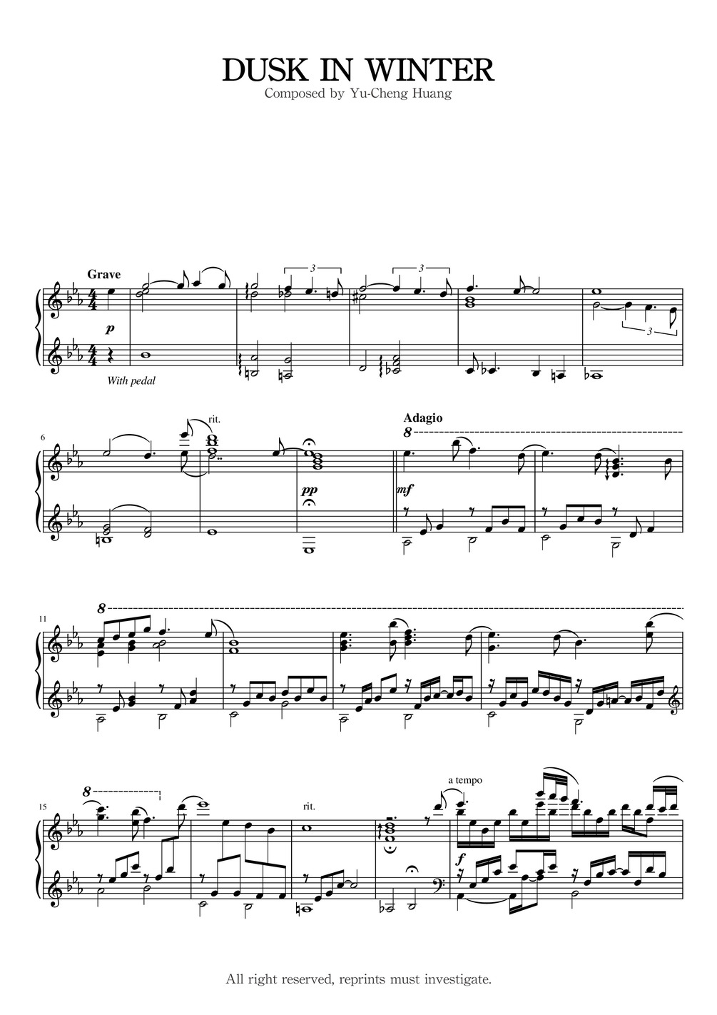 Dusk in Winter - piano score