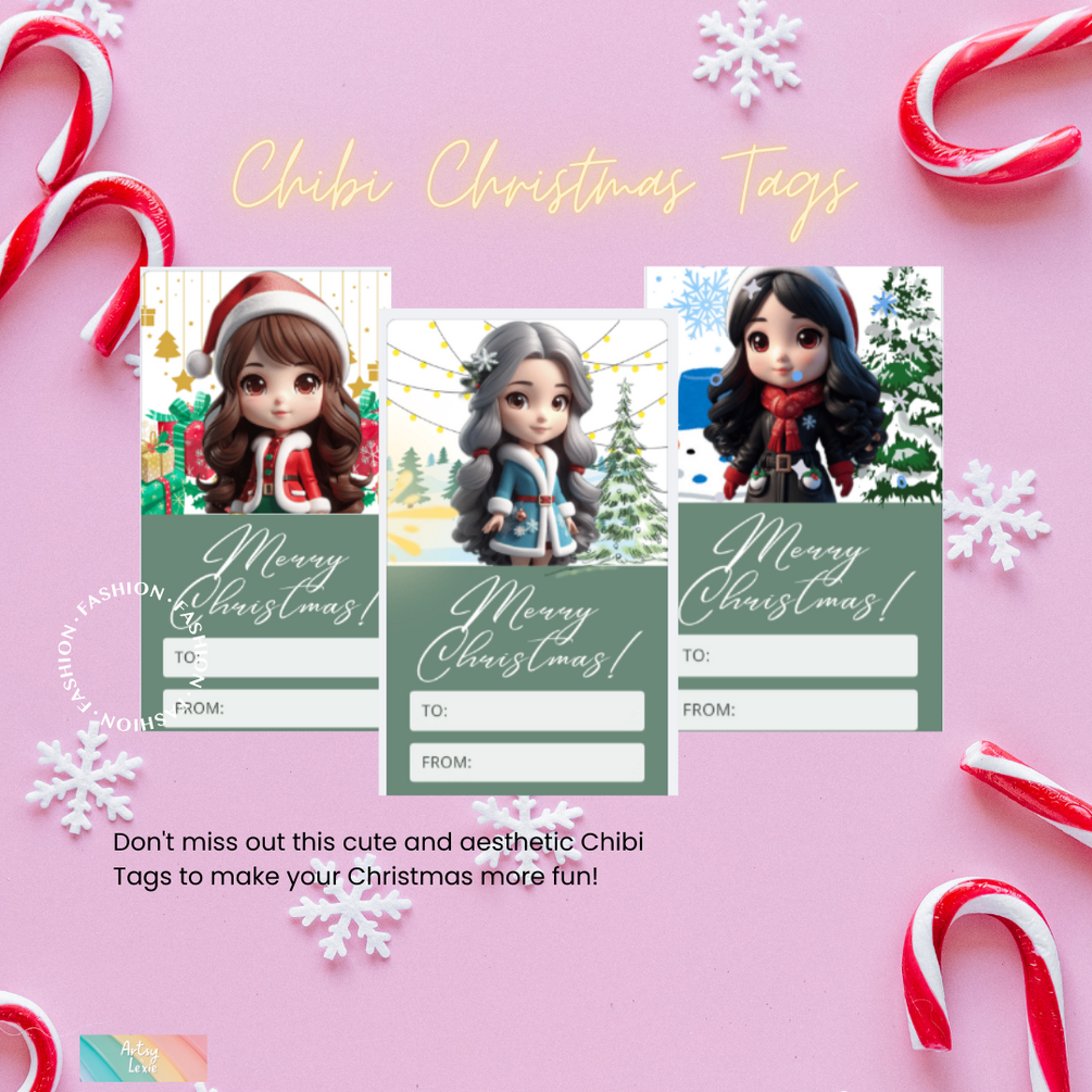 Printable Chibi Gift Tag for Christmas | Chibi Design