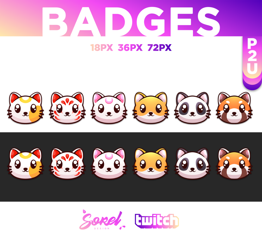 Badges twitch animaux japonais