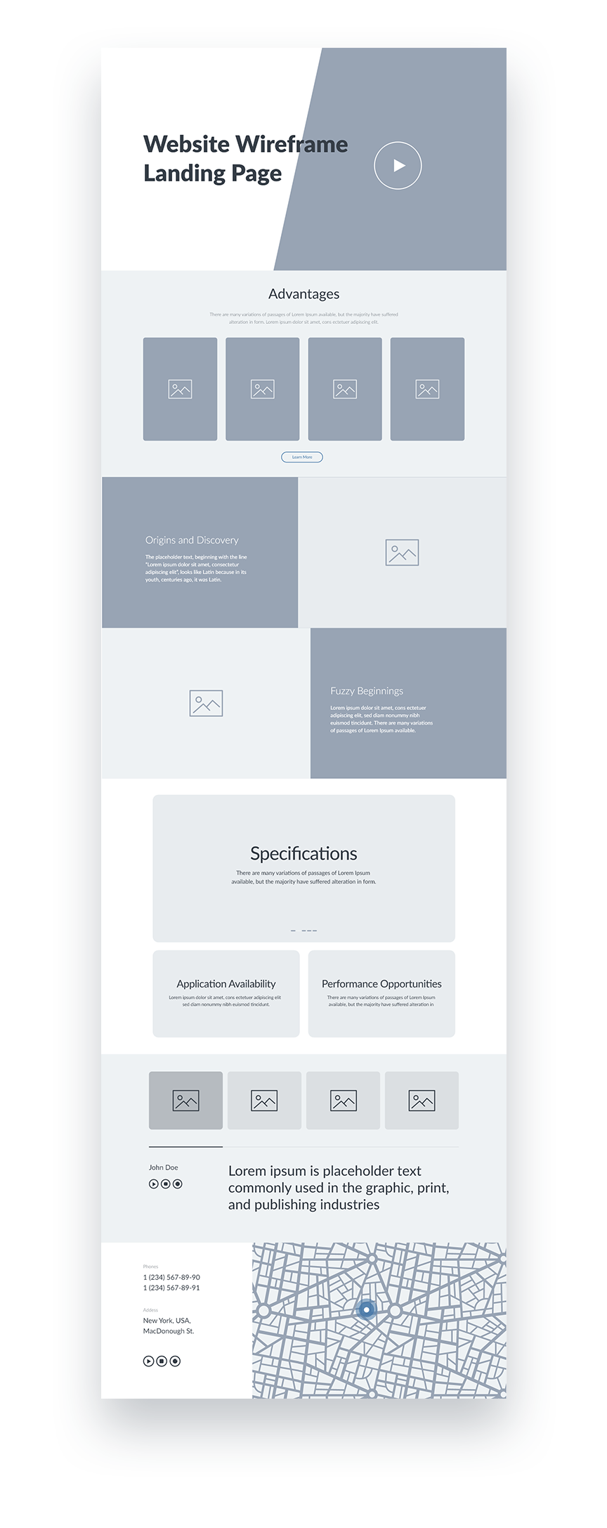 Landing Page Wireframe #54 (Light and Dark theme)