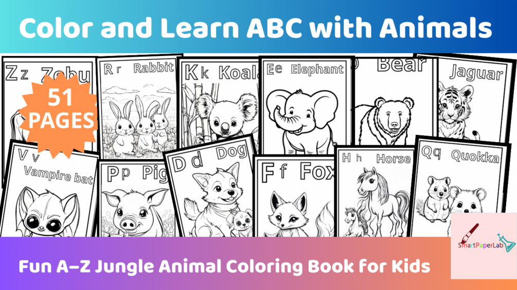 Color and Learn ABC with Animals – Fun A–Z Jungle Animal Coloring Book ...