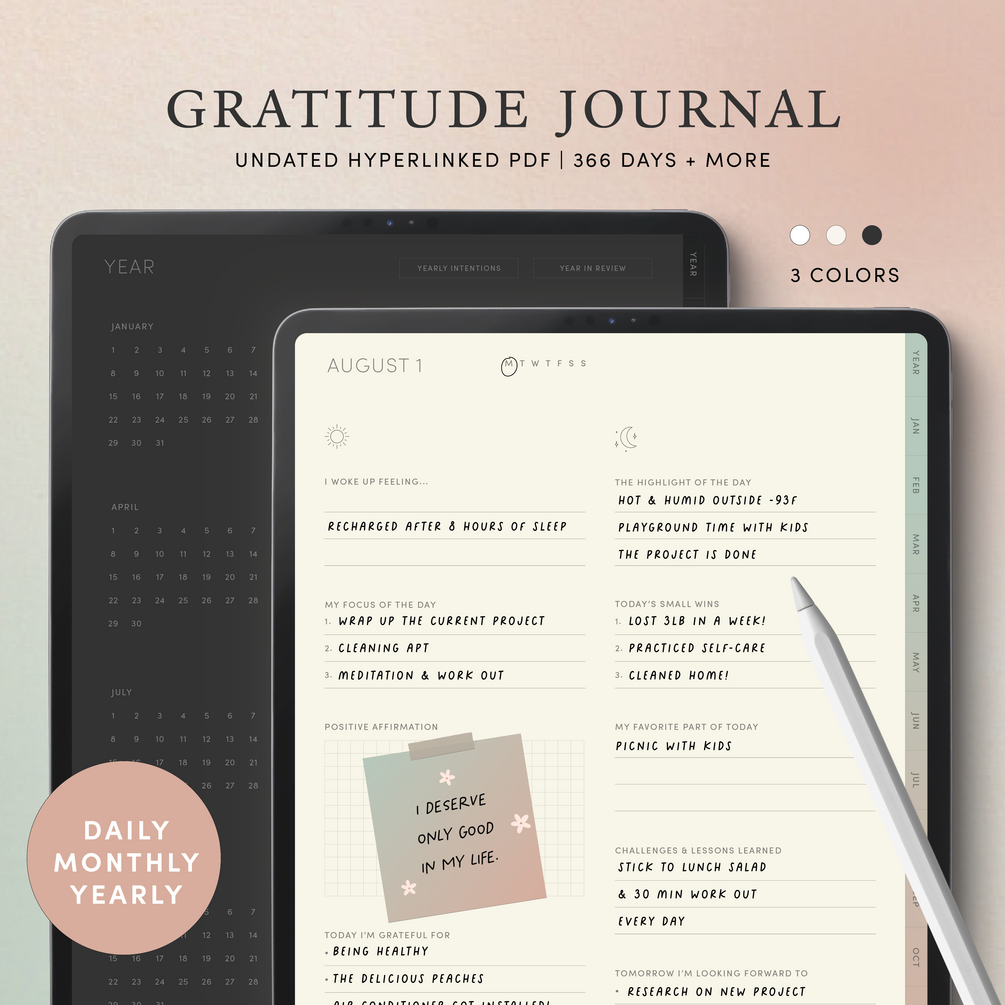 Daily Gratitude Journal Bundle (3 Colors)