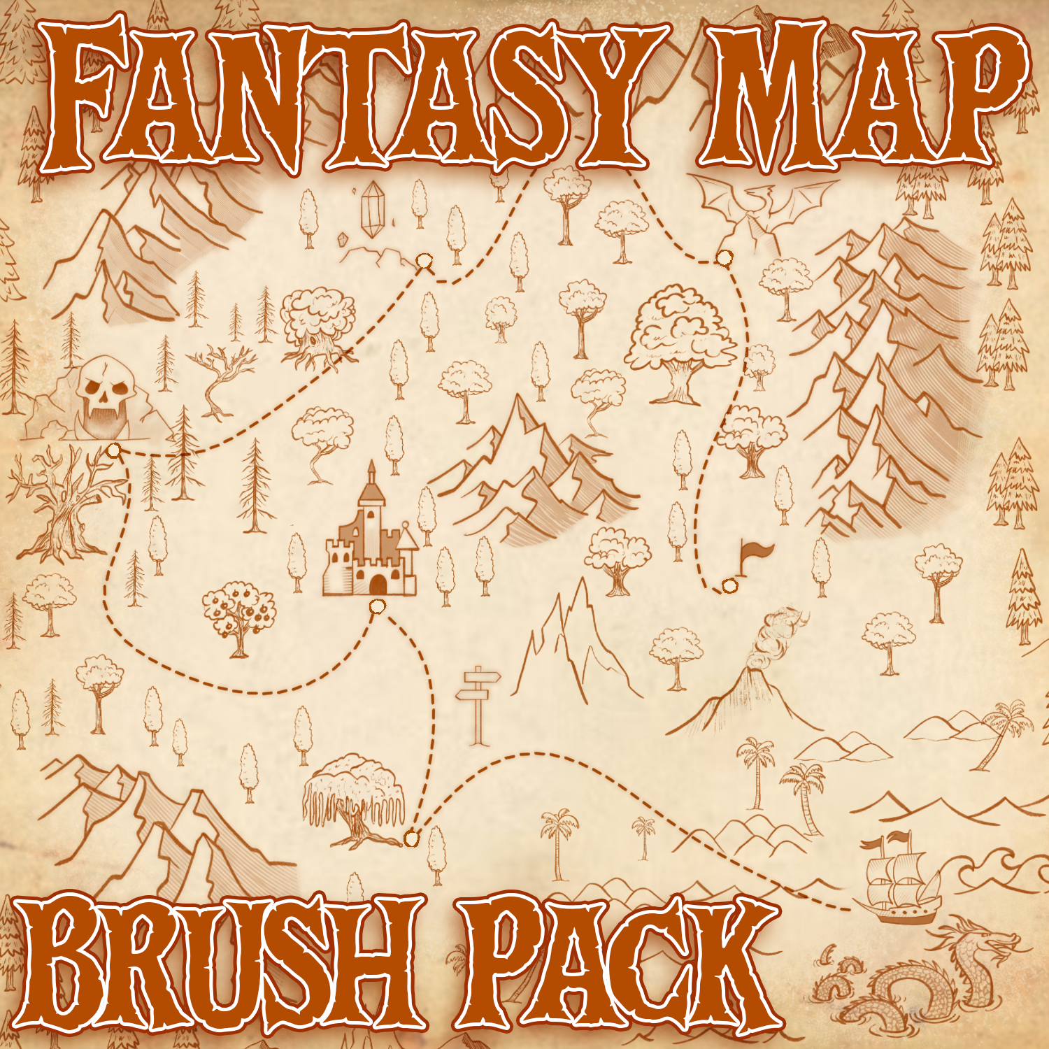 ⚔️ New Fantasy Map Brush Pack - build your own fantasy land by ~attki~ - ~Attki~