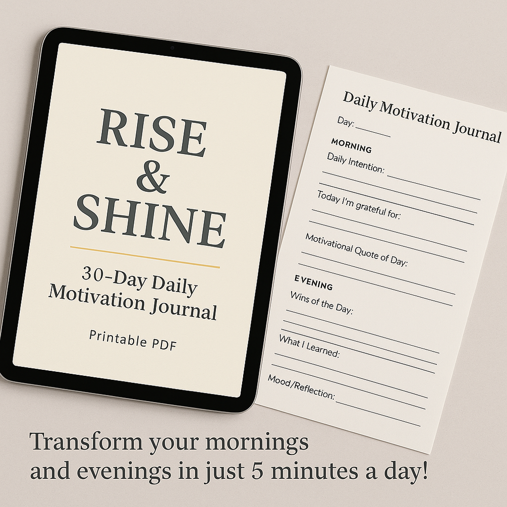 Rise & Shine: 30-Day Daily Motivation Journal (Printable PDF)