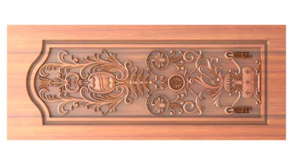 Beautiful Floral and Vase CNC ArtCAM Design for Door