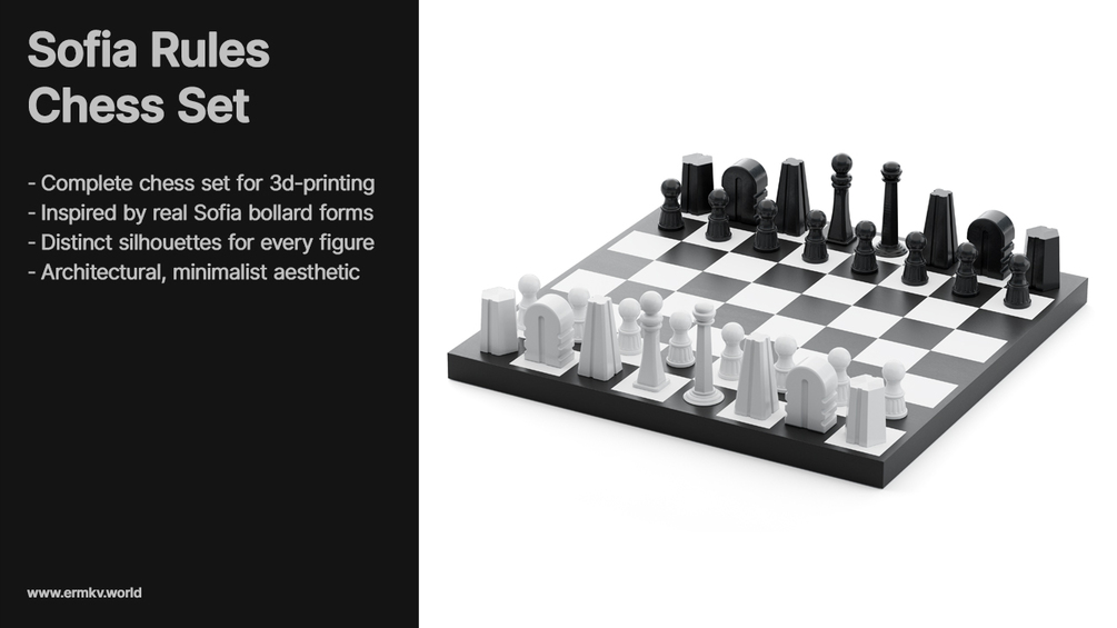 Sofia Rules — a 3D-printable chess set inspired by the Sofia bollards