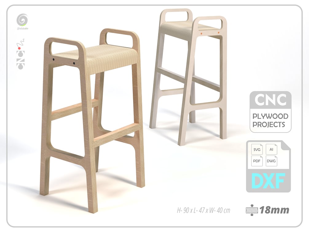 CNC plywood stool-long stool-bar stool-CNC furniture-PDF,SVG,AI,DWG,DXF ...