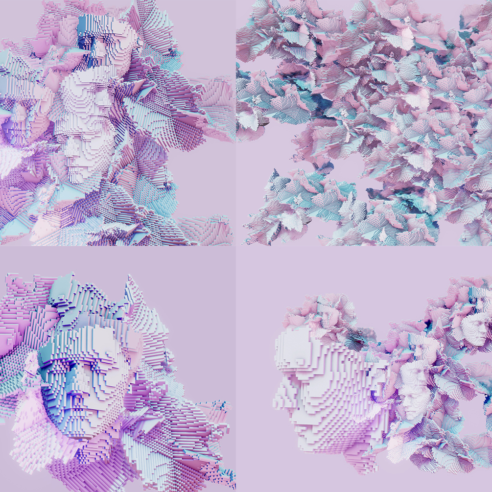 4PACK Pixel Face 8k Impression Abstract 3D Graphic