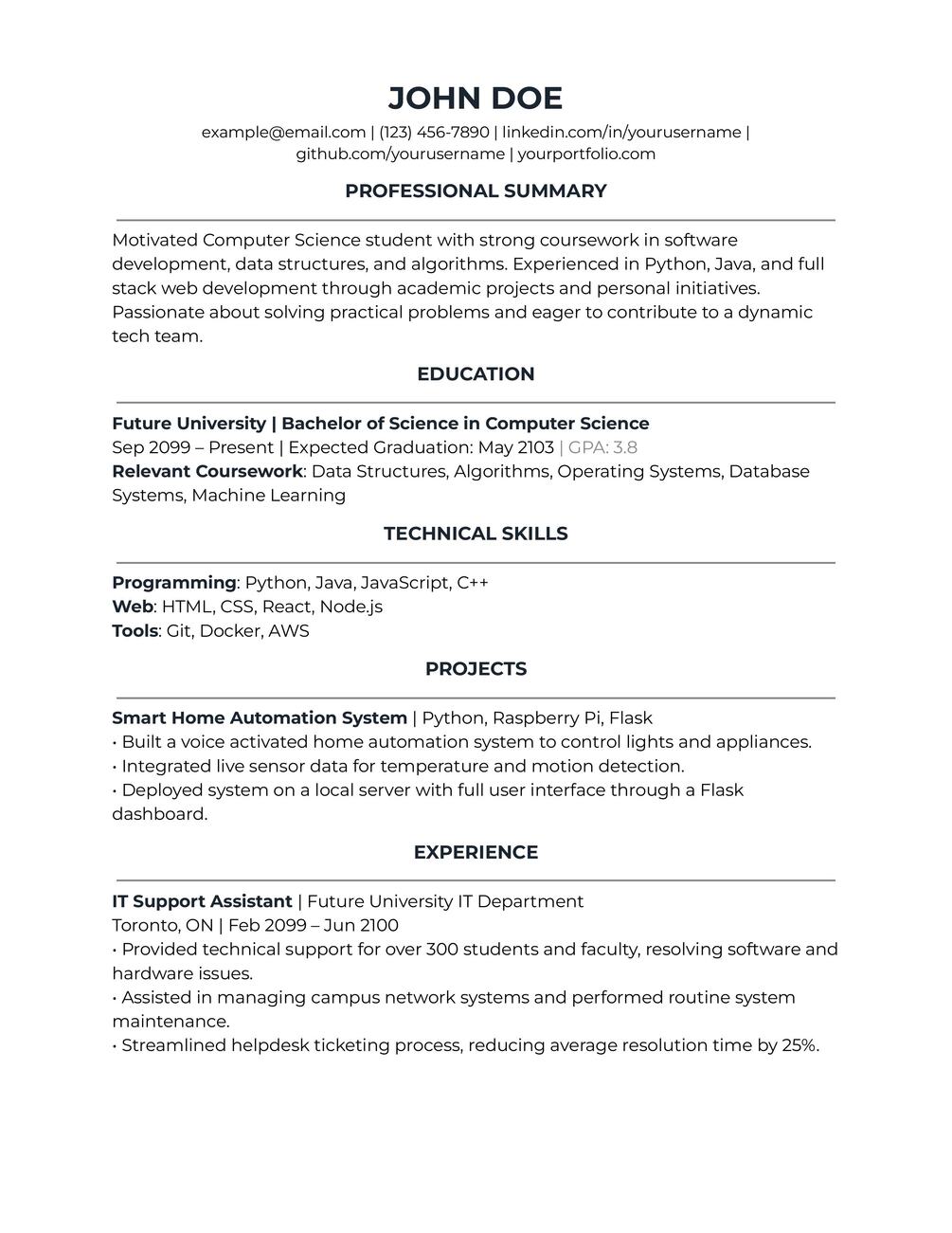 Software Internship Resume Kit - Editable in Word & Docs - Includes ...