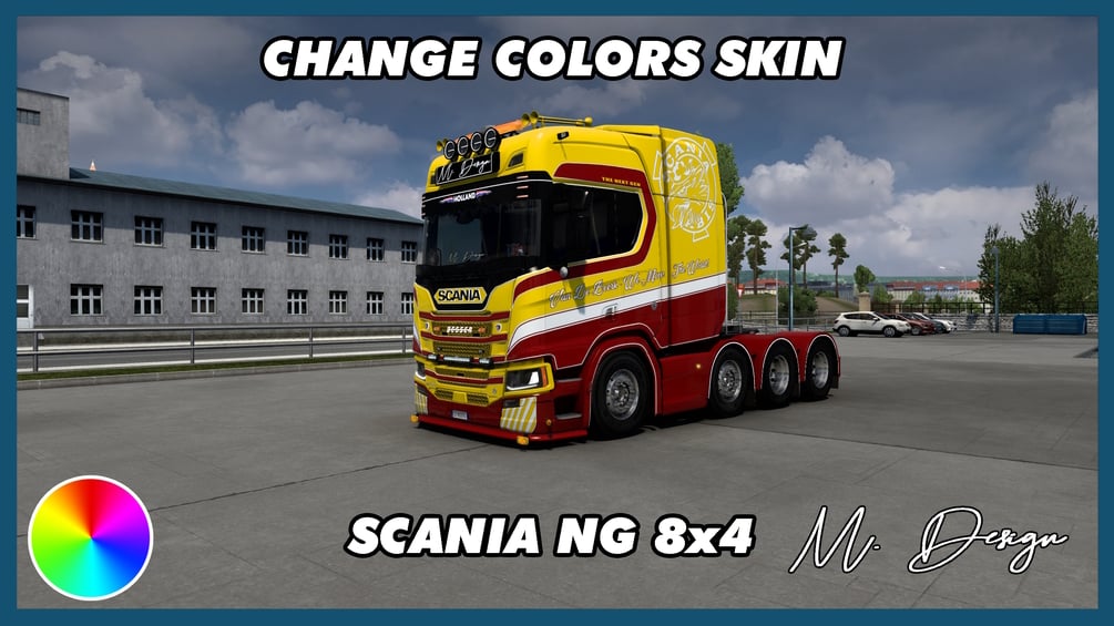 Scania R 2016 Next Gen 8x4 - GLOSS CHANGEABLE COLORS SKIN ETS2 1.49 - ETS2