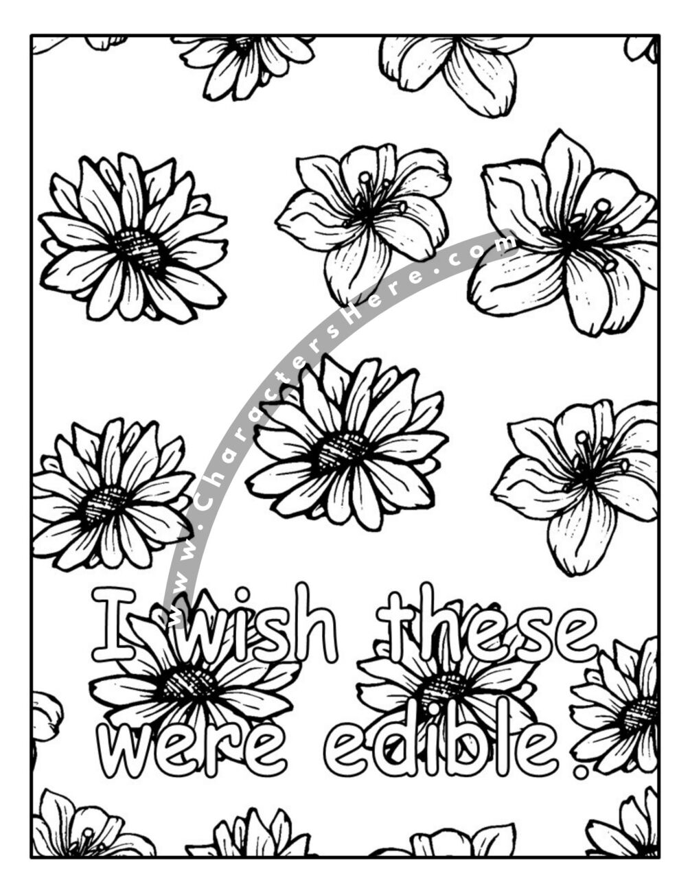 Printable Coloring Page - Edible flowers