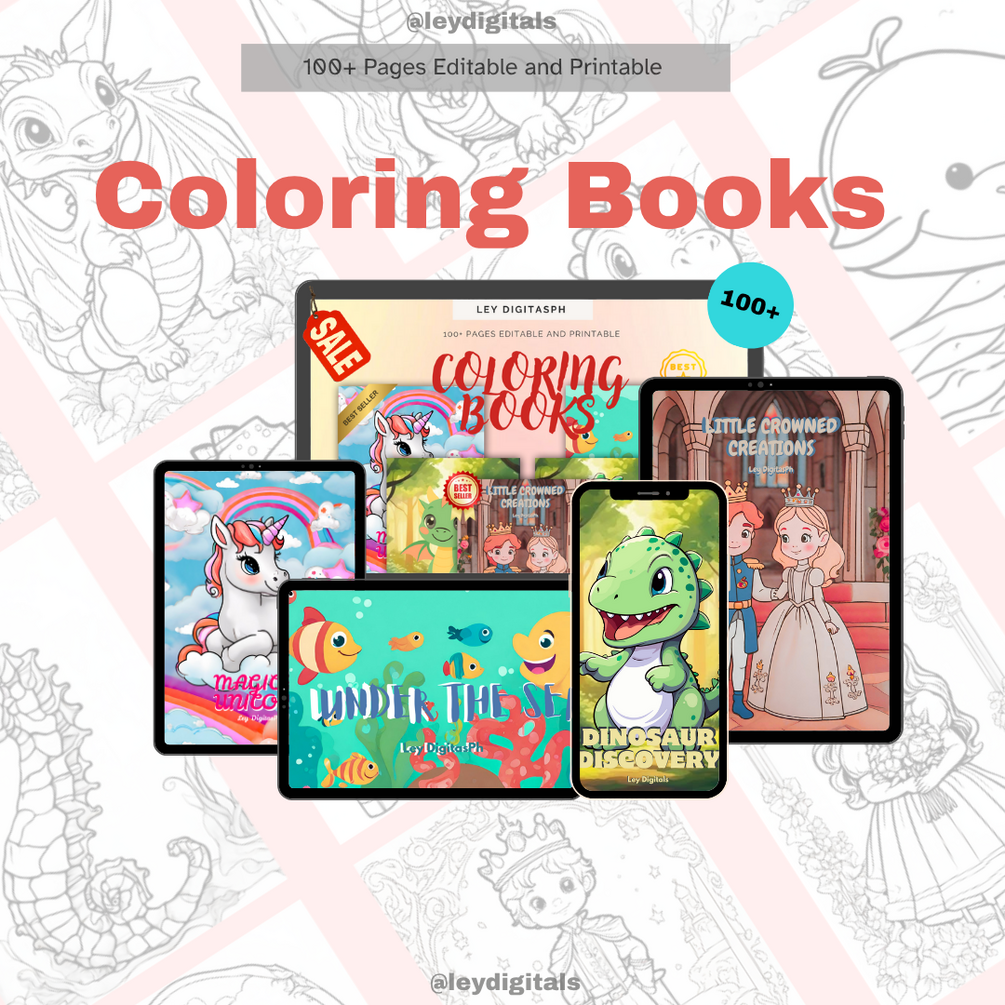 Coloring Books for Kids Bundle| 100+ Page Editable & Printable