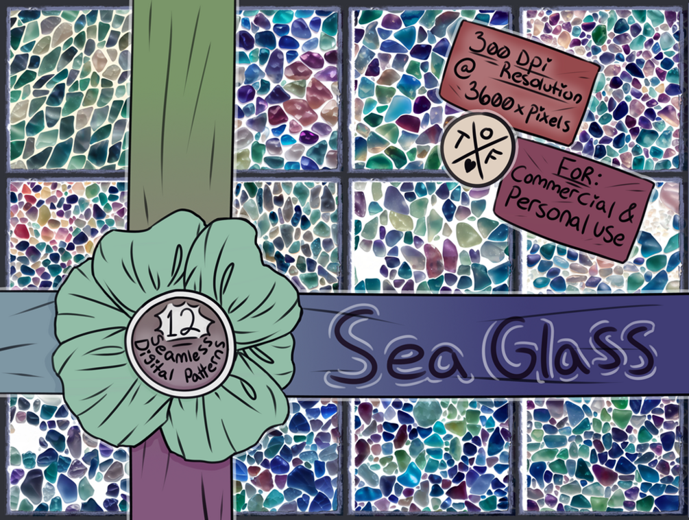 [Seamless Pattern Set] Sea Glass | Watercolor Seamless Pattern Set ...