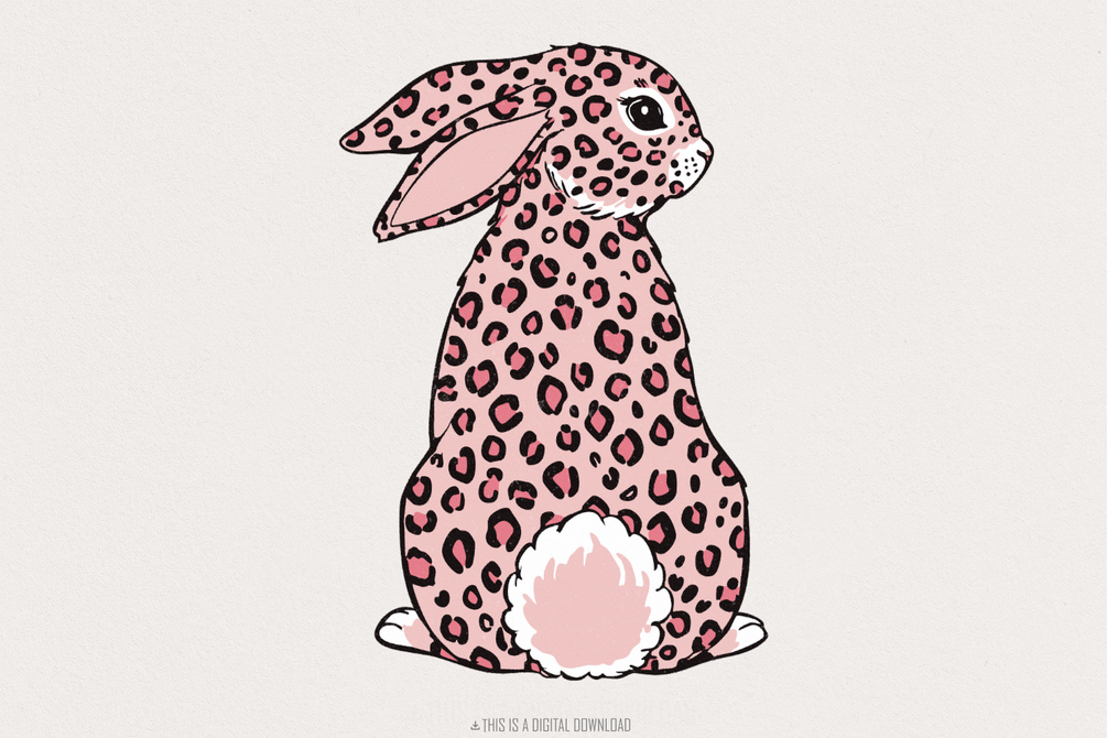 Pink Leopard Print Rabbit PNG, Cute Animal Clipart, Trendy Bunny ...