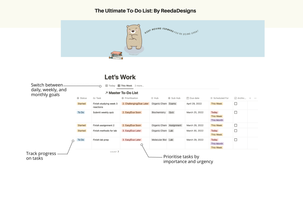 Easy and Effective Weekly Notion To-Do List