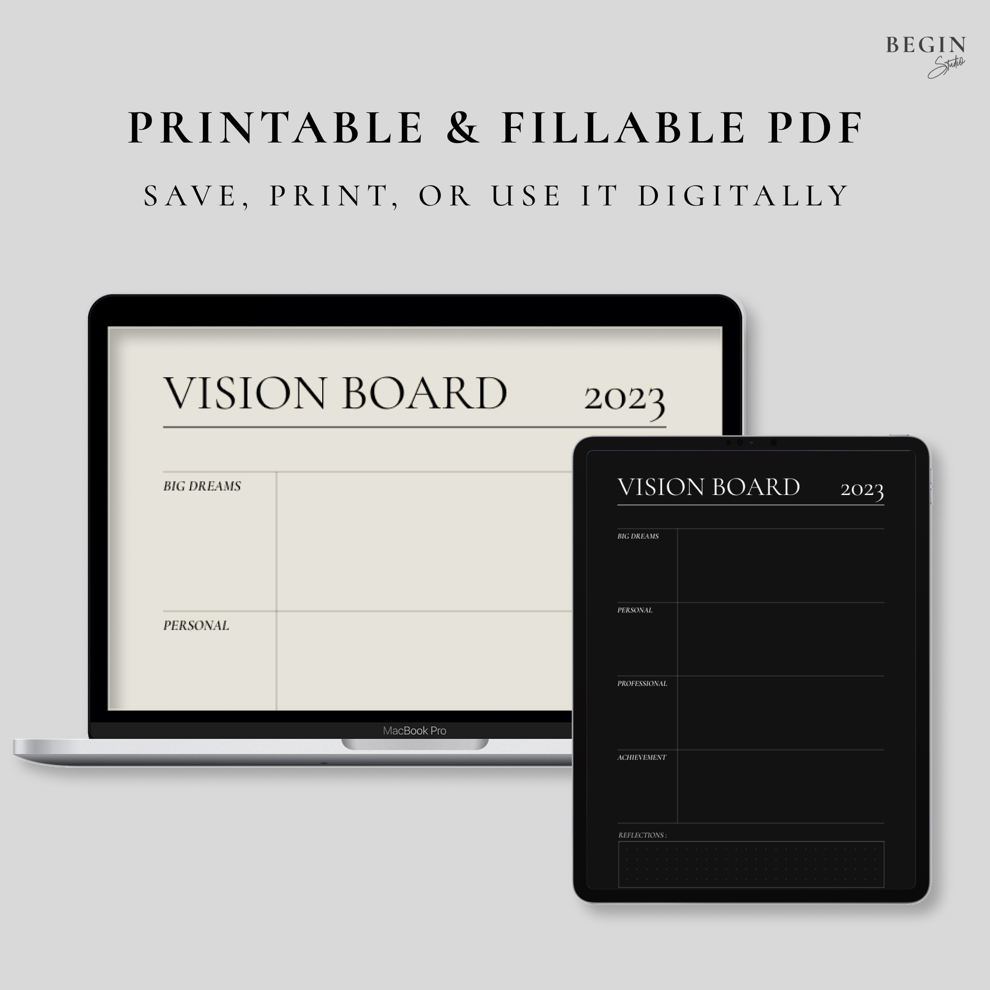 Printable Vision Board Planner Template | Dream Life | 2023 2024 2025 ...