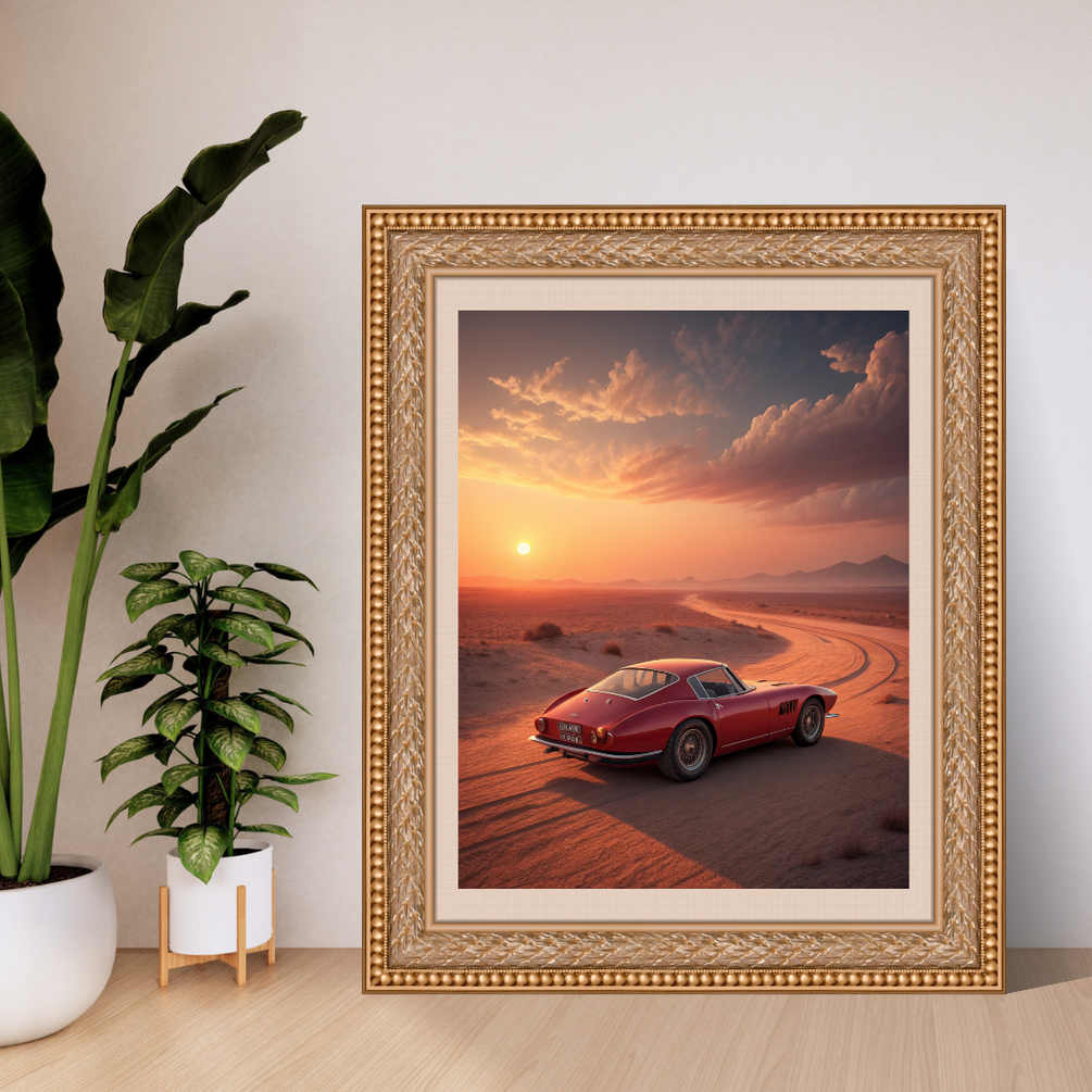 Desert Drive – Retro Car Sunset Photography | Vintage Automotive Wall ...