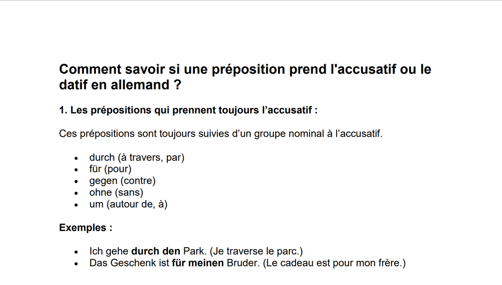 Comment savoir si une préposition prend l'accusatif ou le datif?