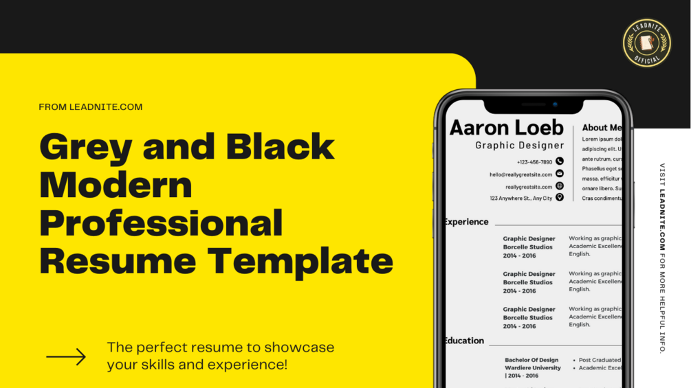 Grey and Black Modern Professional Resume Template