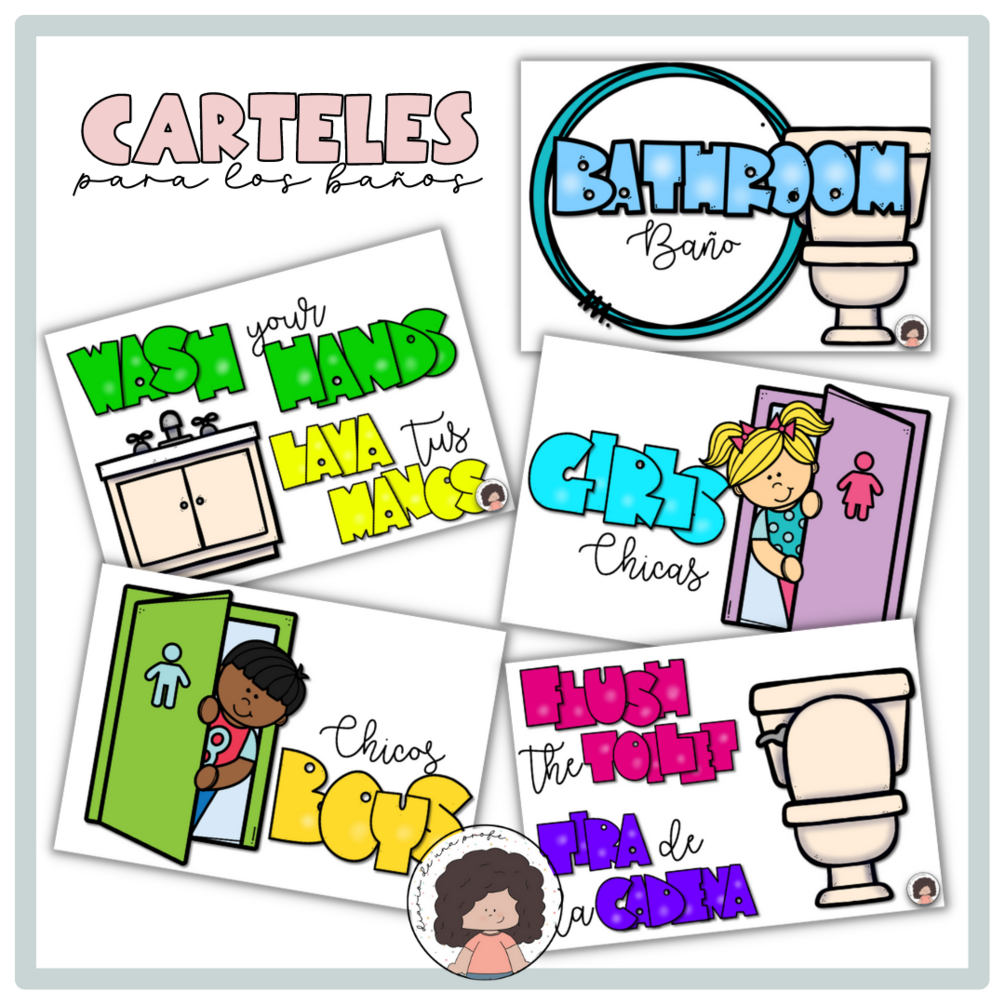 Carteles para el baño (castellano/inglés)